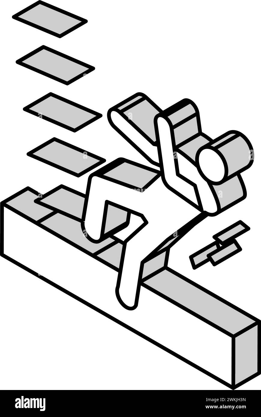 stairs fall man accident isometric icon vector illustration Stock ...