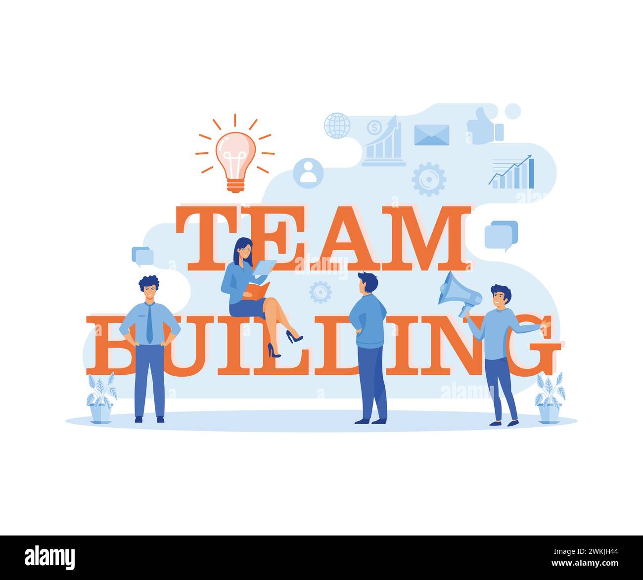 Team building concept. People business with big words and people with ...