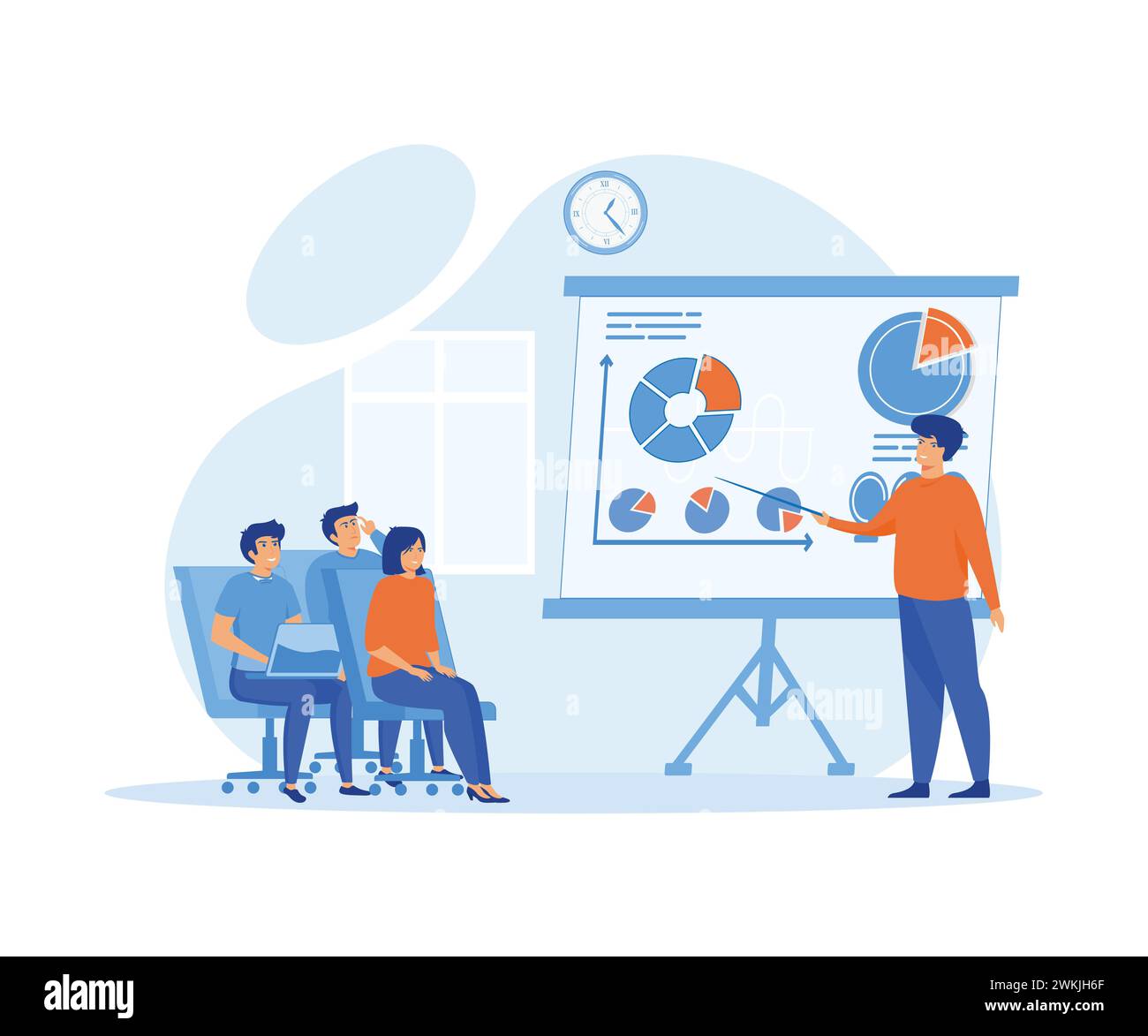 Business seminar female speaker doing presentation and professional training about marketing ...