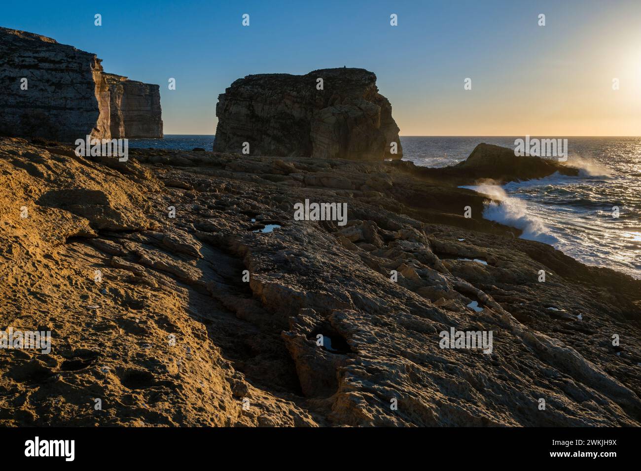 Sunset at Fungus Rock, Dwejra Bay, Gozo, Malta Stock Photo - Alamy