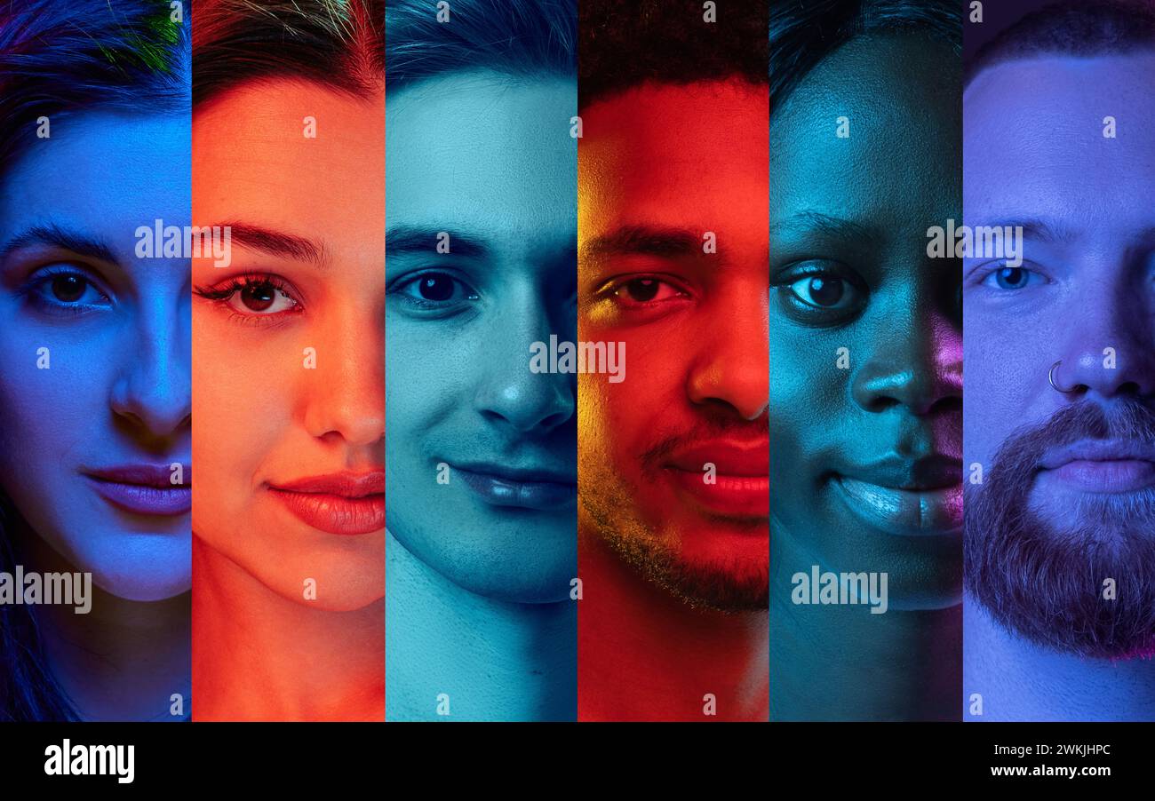 Collage diverse faces expression hi-res stock photography and images ...