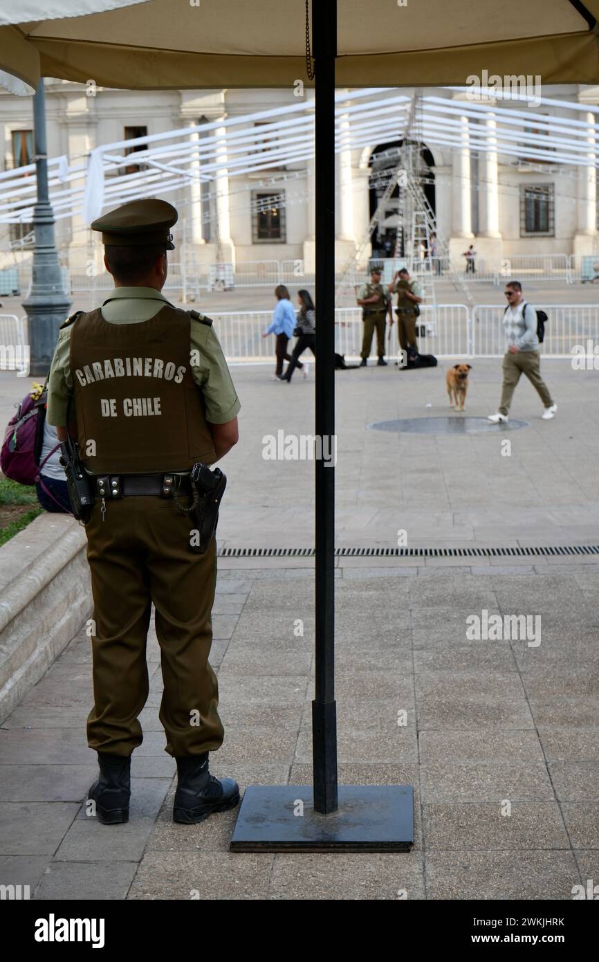 Police Officer outside the La Moneda Palace, office of The President of ...