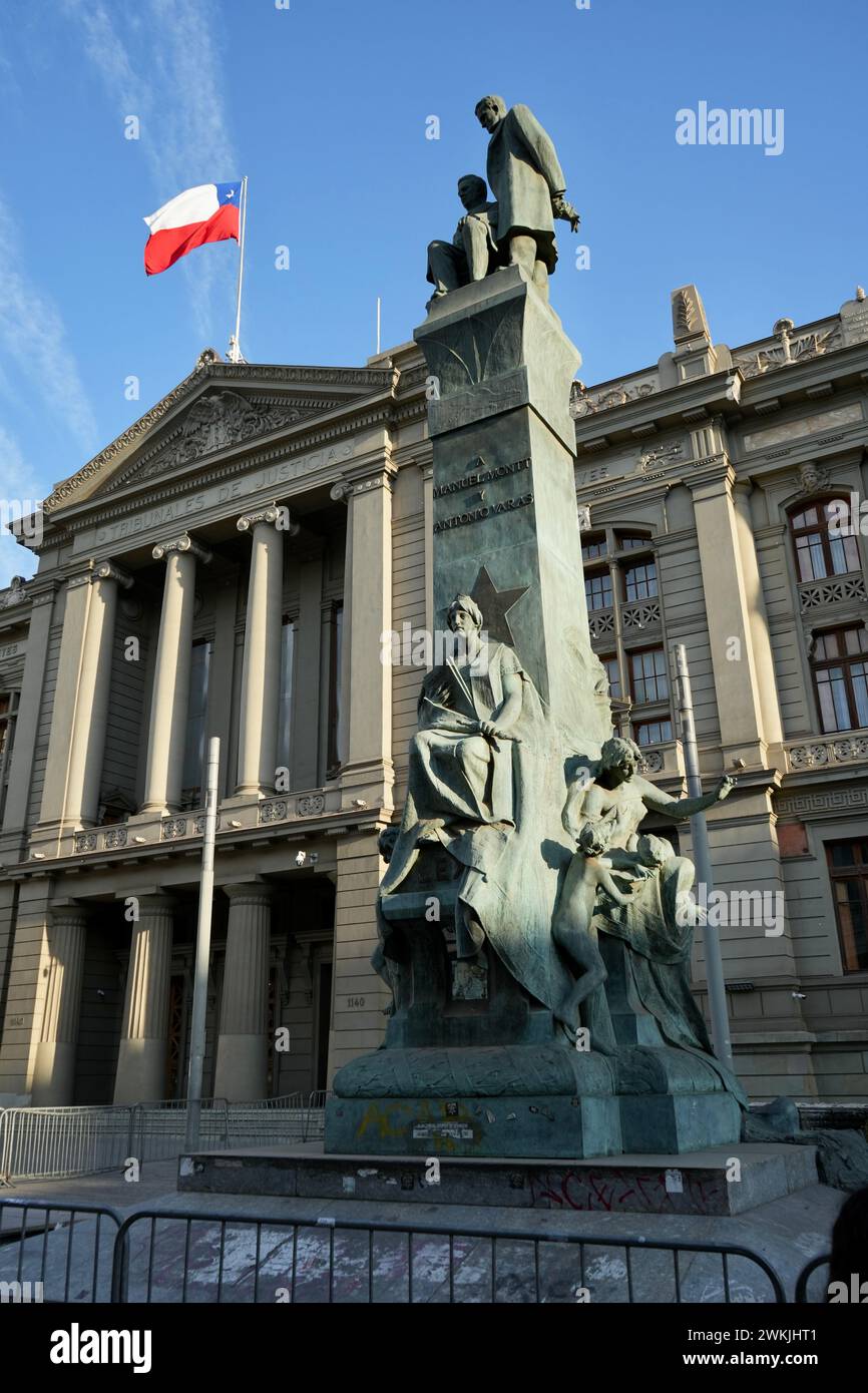 Memorial to Manuel Montt and Antonio Varas outside La Moneda Palace in ...