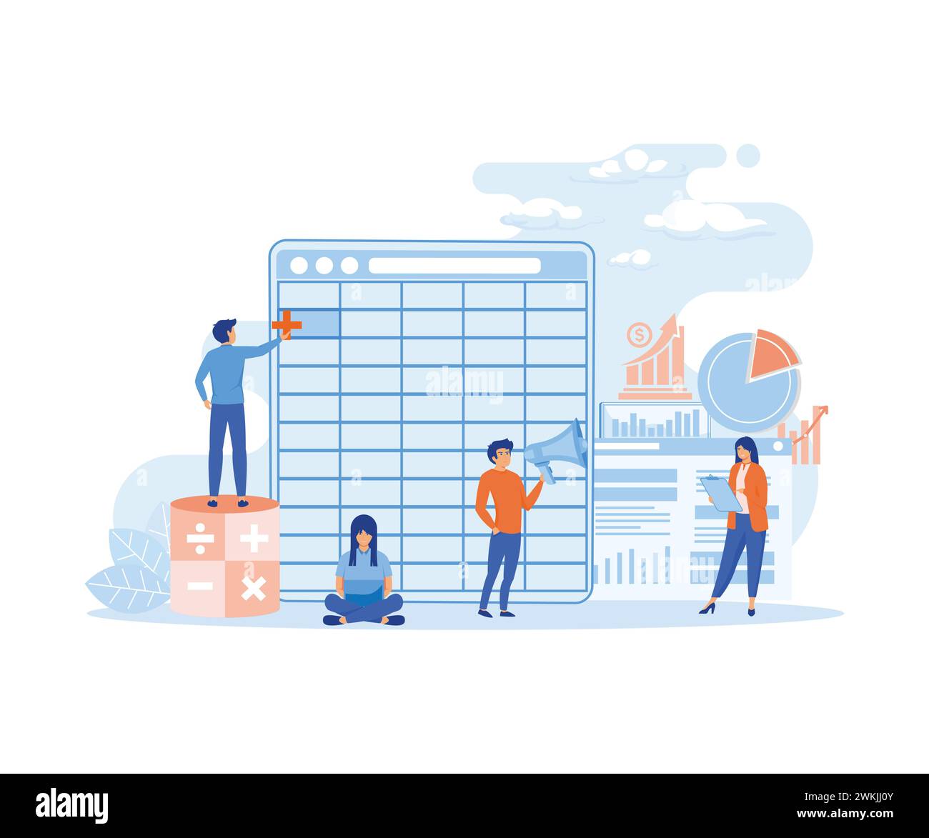 Software for accounting with sheets, formulas, calculator. creating a ...