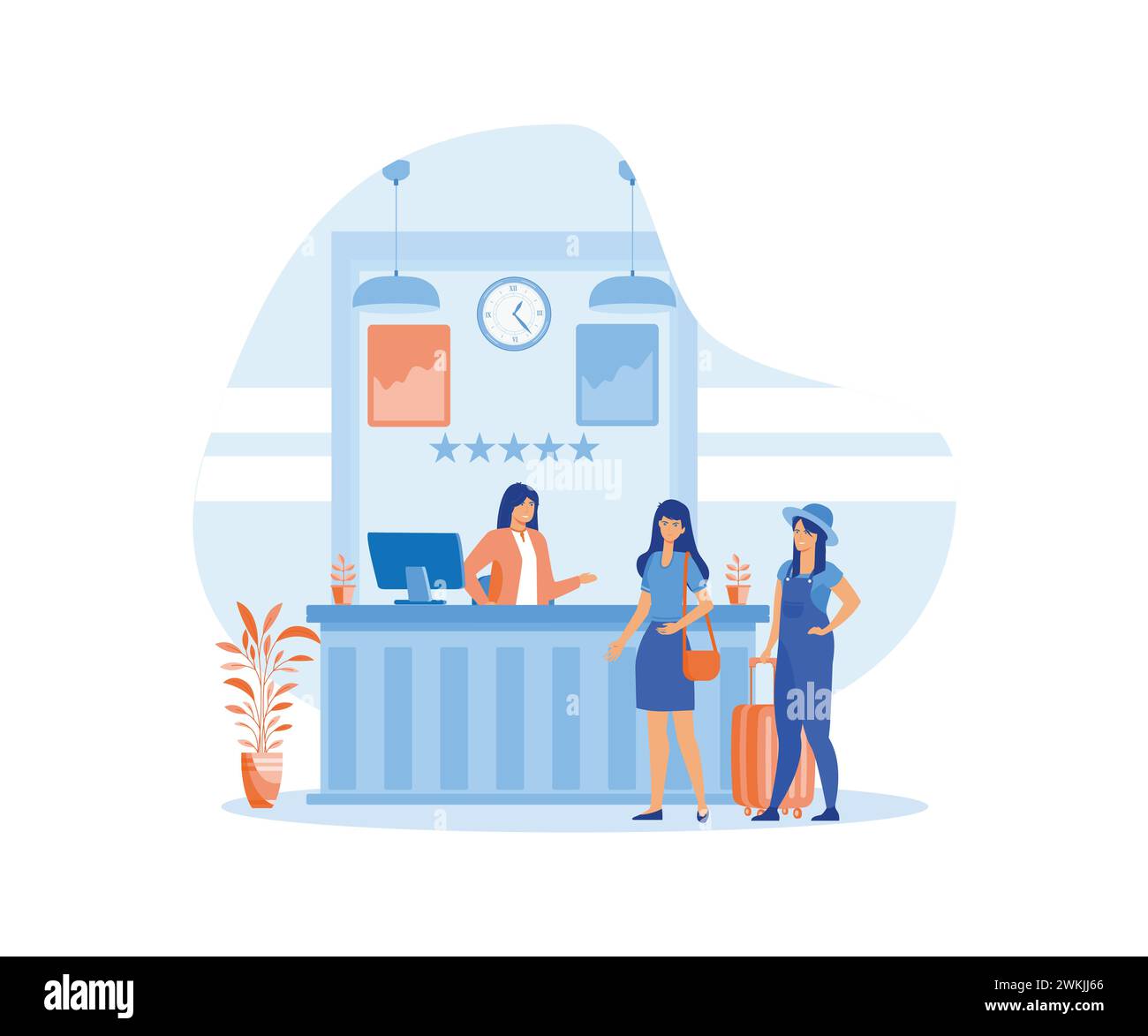 Guests in the lobby Stock Vector Images - Alamy