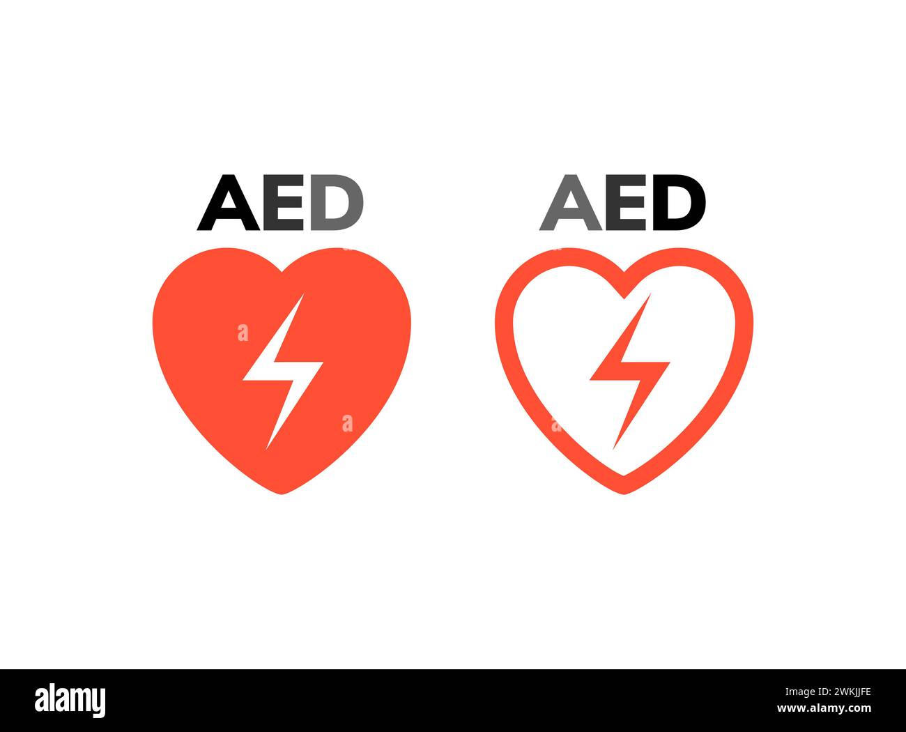 AED symbol icon. Heart first aid defibrillator sign. Automated external ...