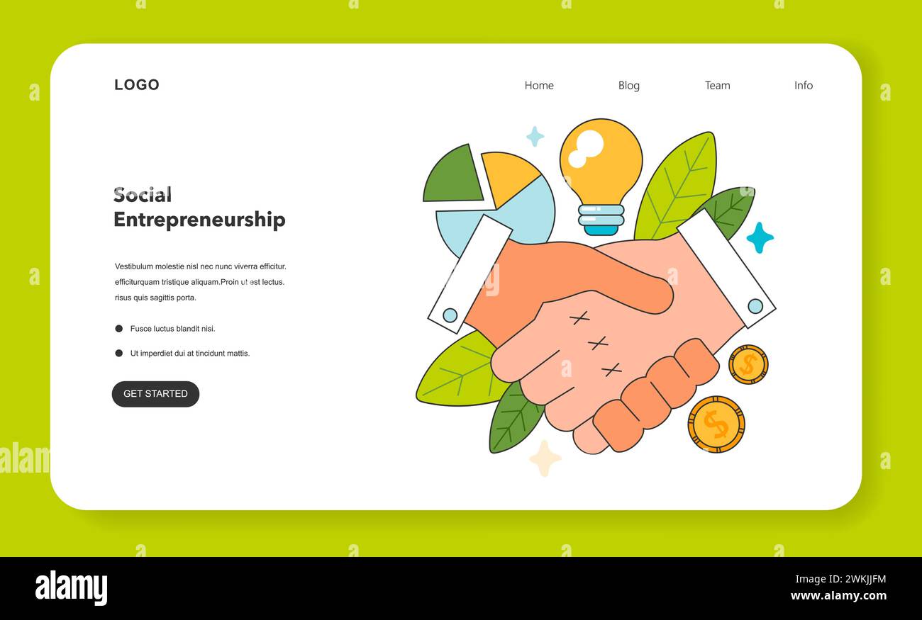 Social entrepreneurship web banner or landing page. Business ...