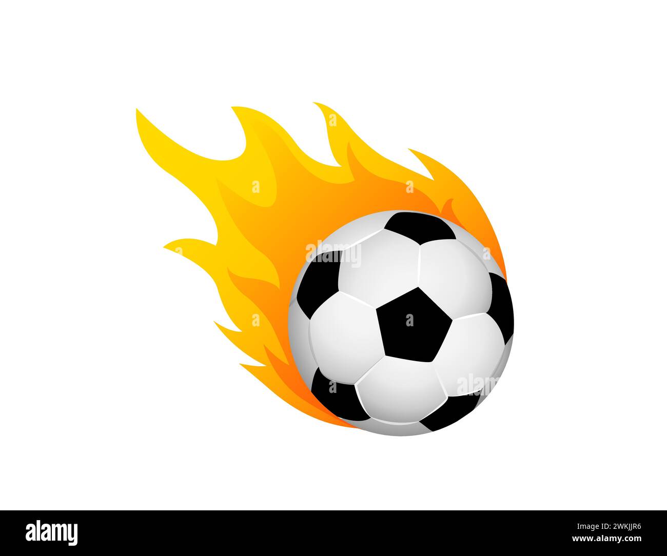 Soccer ball in fire flame. Football fireball cartoon icon. Fast ball ...