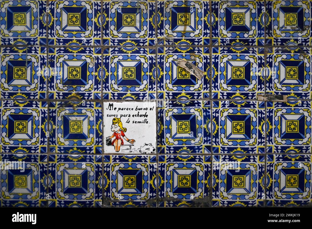 Colourful tiles in the La Faena bar with bullfighting museum in the ...