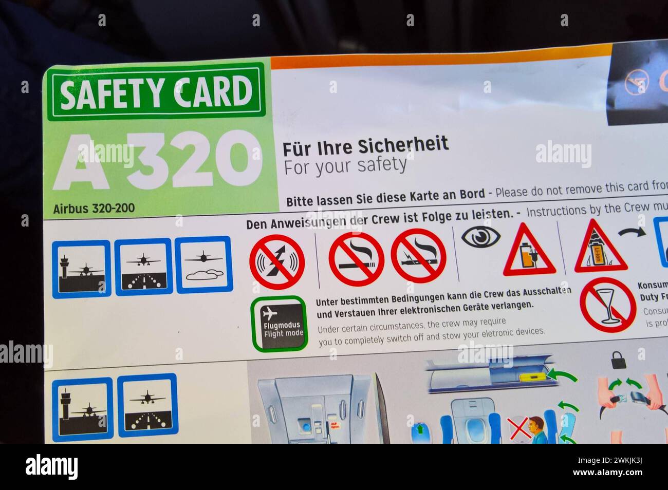 Airbus A320-200 Safety Card, Sicherheitshinweise zum Verlassen des ...