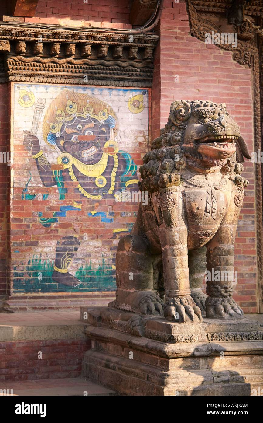 The sculpture of an animal with a traditional painting in the Durbar ...