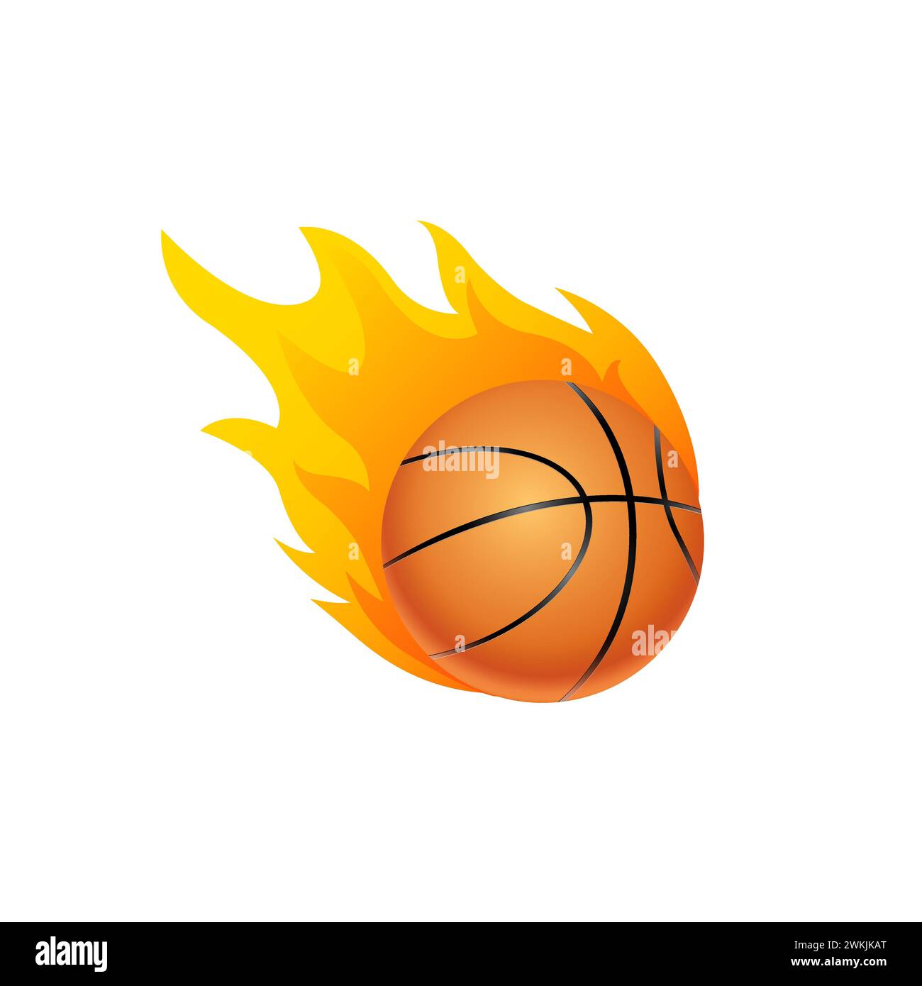 Basketball ball in fire flame. Basketball fireball cartoon icon. Fast ...