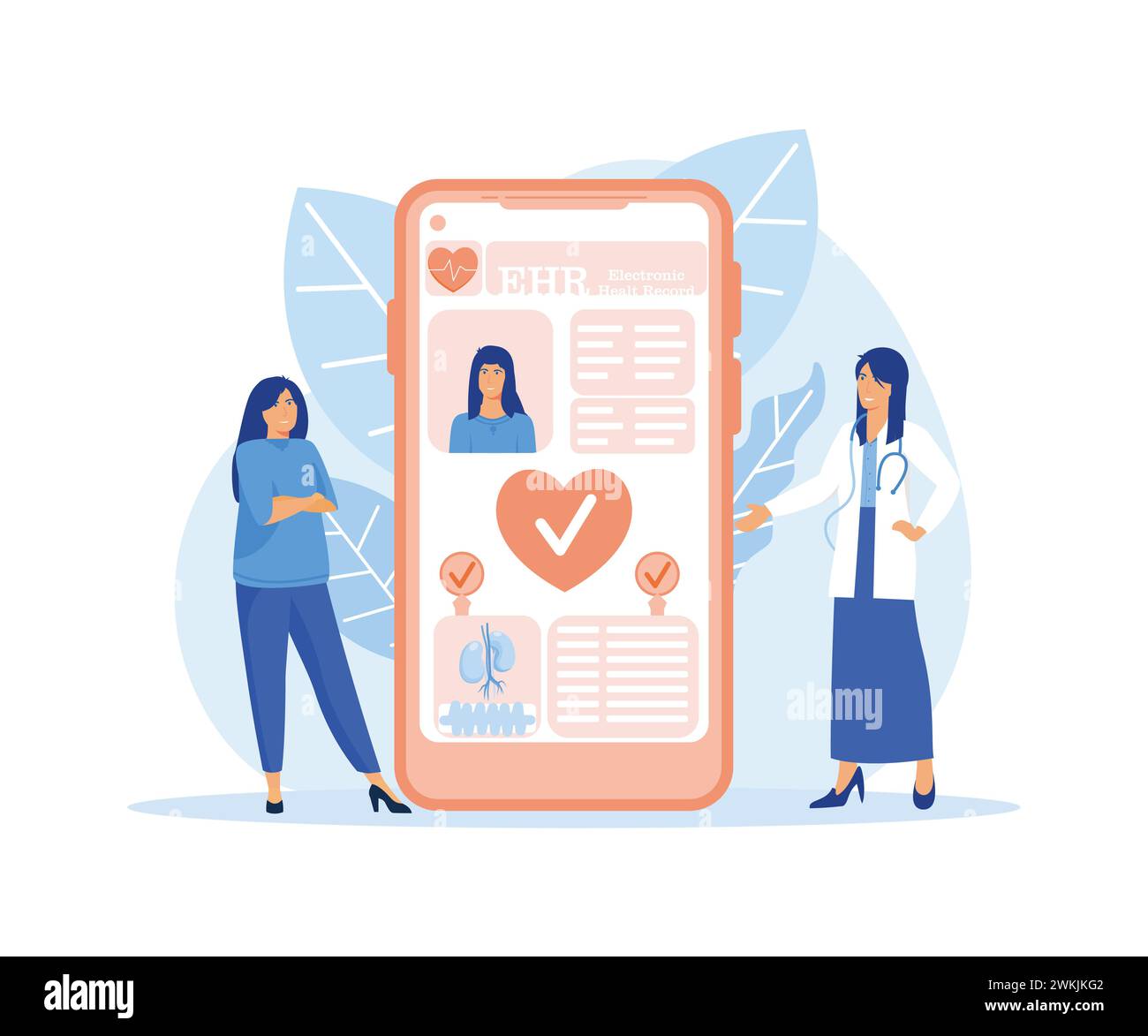 Electronic health record, EHR digital patient chart via smartphone ... Electronic health record, EHR digital patient chart via smartphone ...