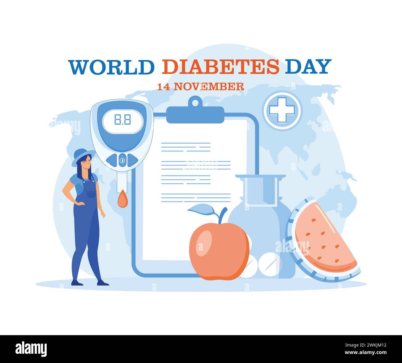 World Diabetes Day Medicine Diabetes Concept Flat Vector Modern