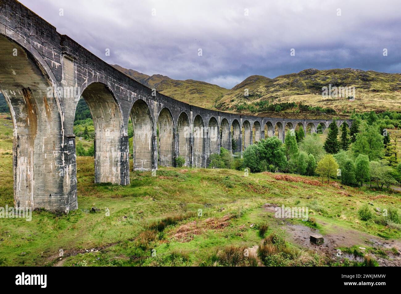Glenfinnan Viaduct, Scotland. Travel tourist destination in Europe. Old ...