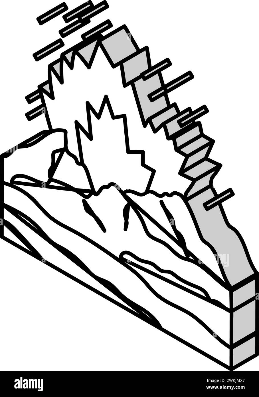 dangerous exploding volcano isometric icon vector illustration Stock ...