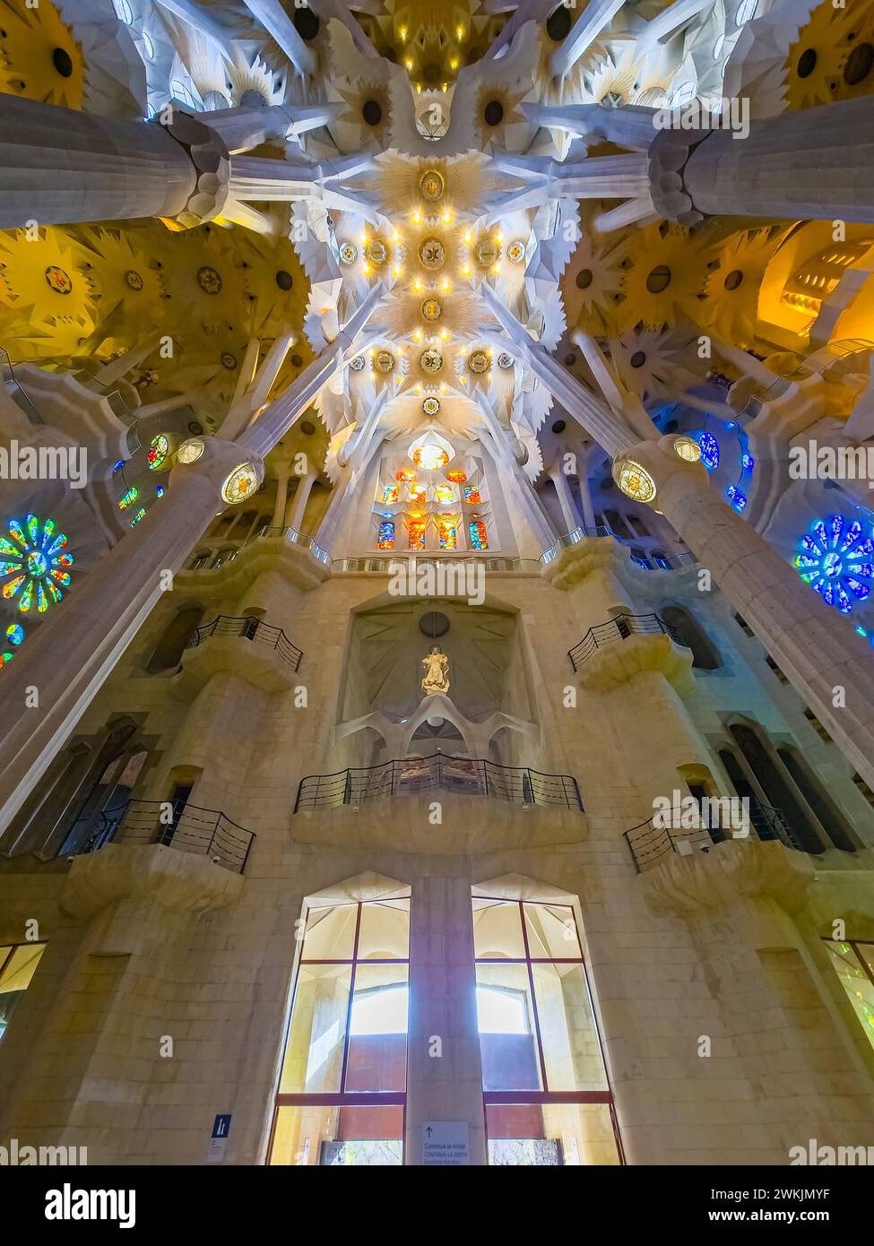 The interior of the Basilica i Temple Expiatori de la Sagrada Familia. Barcelona, Catalonia ...