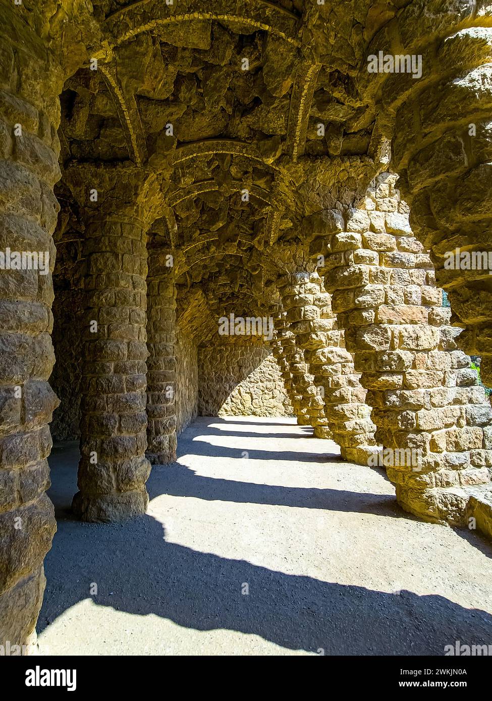 The stone columns in Park Guell. Barcelona, Spain Stock Photo - Alamy