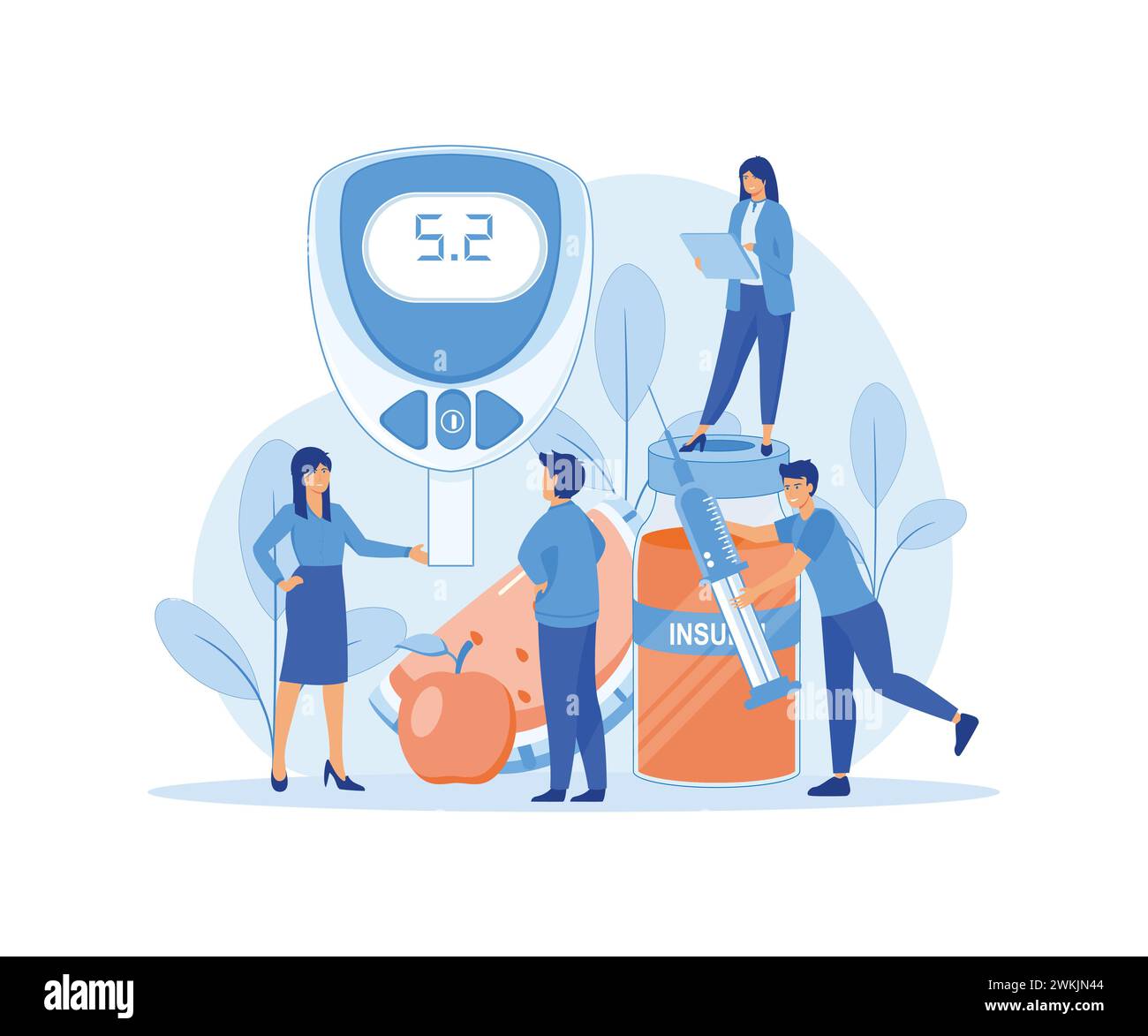 Insulin Depletion for Health Care. Doctor Measuring Sugar with Blue ...