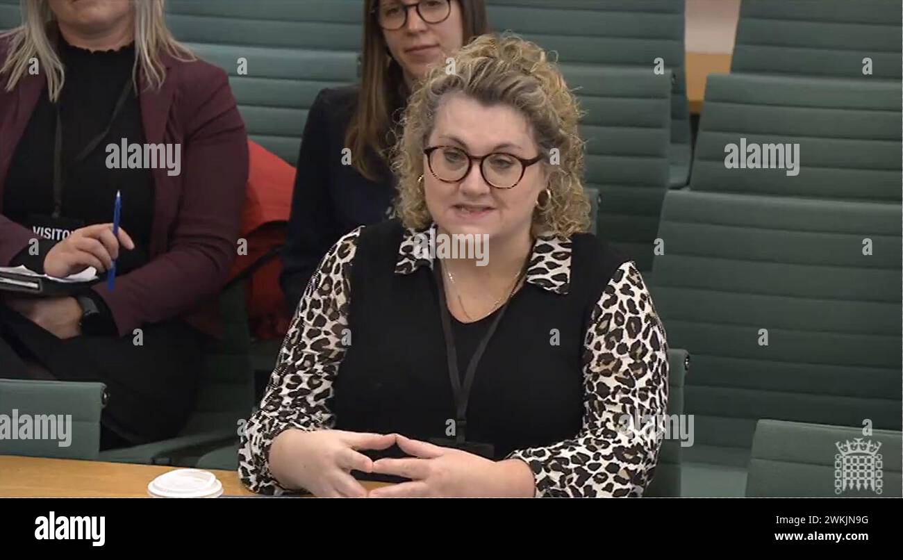 Screen grab taken from Parliament TV of Lisa Squire, the mother of ...