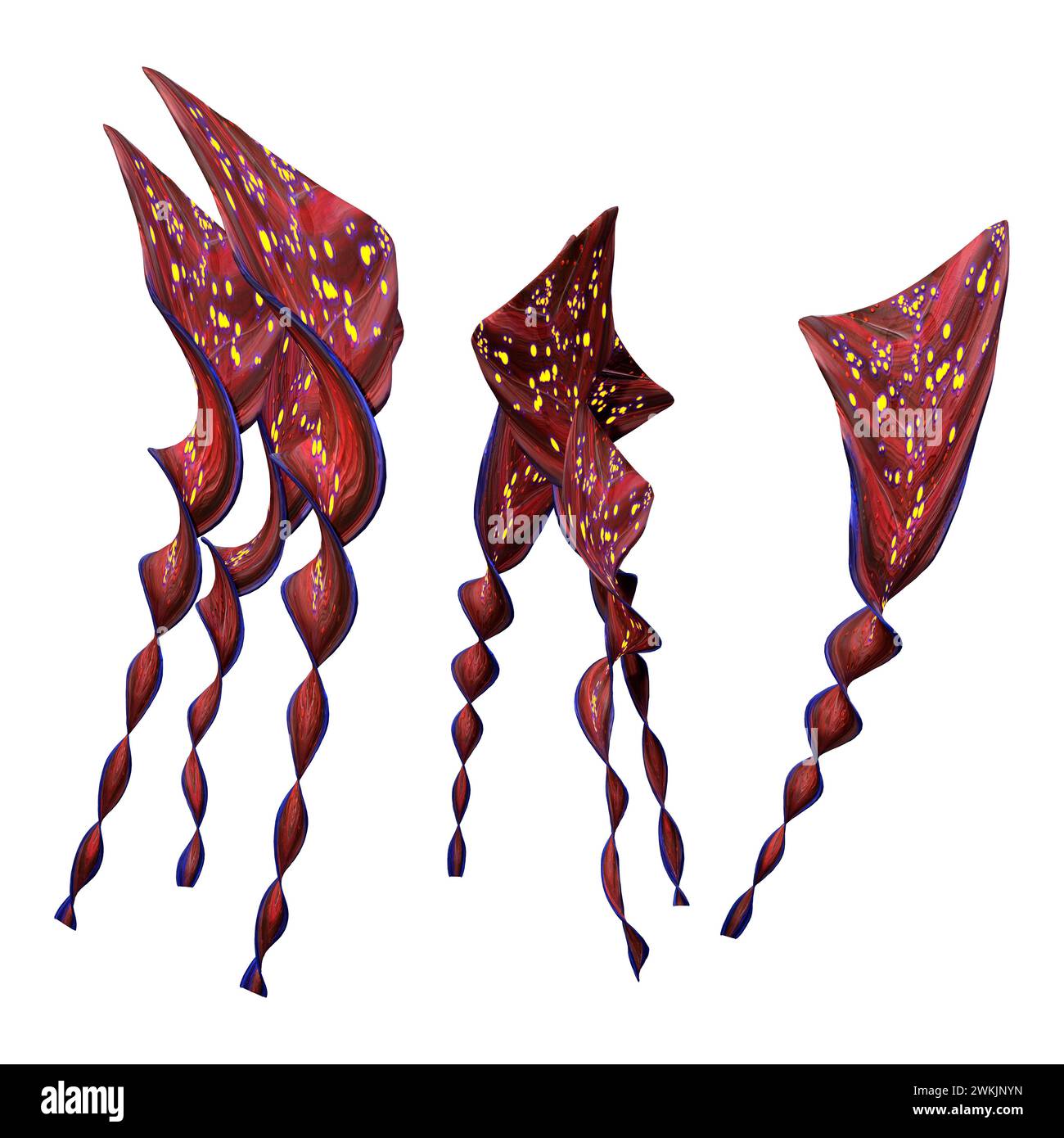 3D rendering of red fantasy alien plants isolated on white background ...