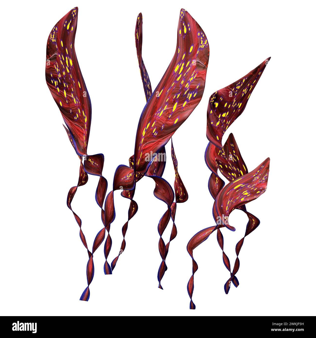 3D rendering of red fantasy alien plants isolated on white background ...