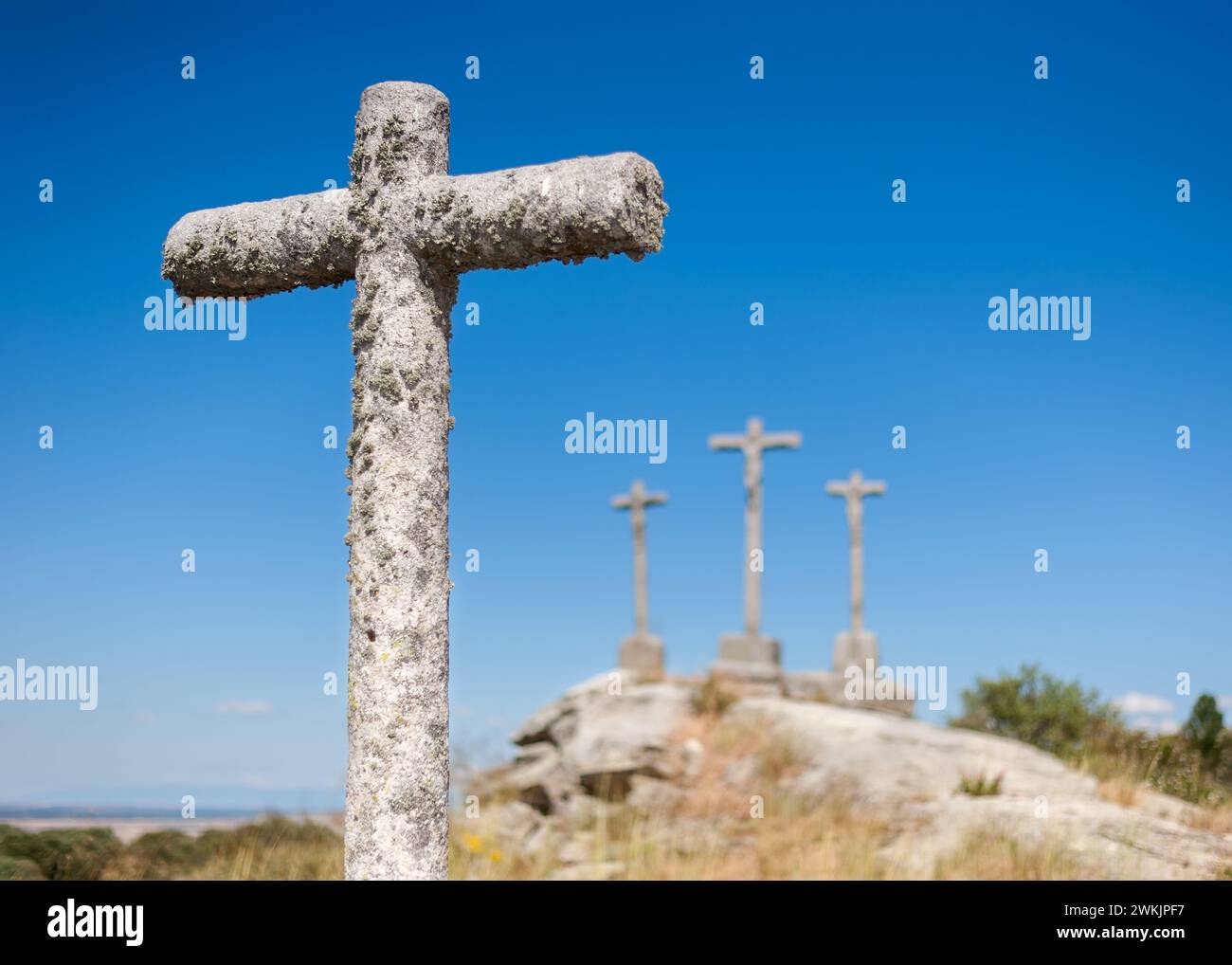 isolated stone crosses located on a hill Stock Photo - Alamy