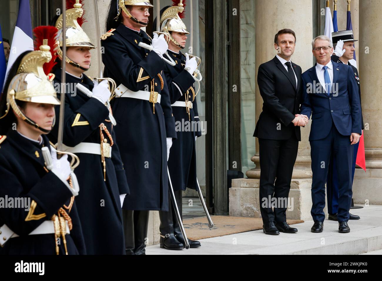 French President Emmanuel Macron, second right, welcomes Bulgaria's ...