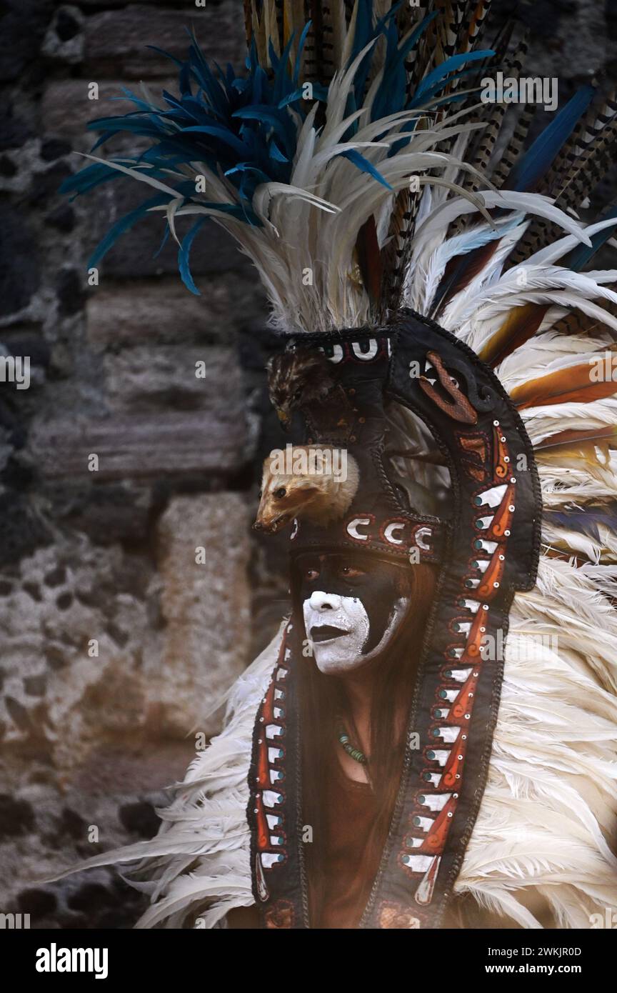 Religious ritual of an indigenous people in a park in Coyoacan, Mexico ...