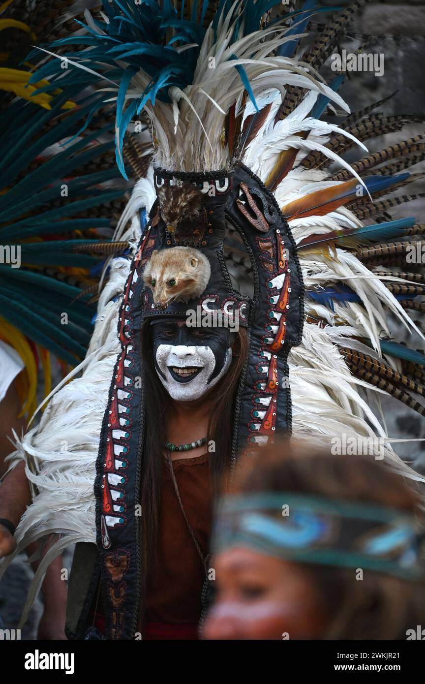 Religious ritual of an indigenous people in a park in Coyoacan, Mexico ...