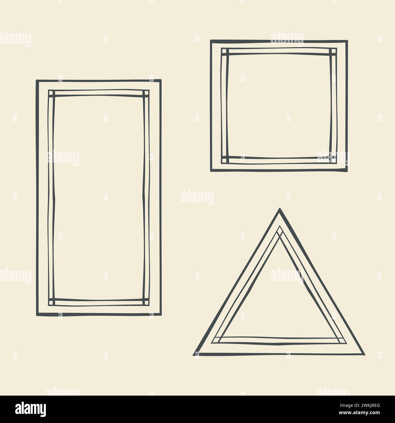 Triangle And Rectangle Outline Outline Geometric Borders PNG Picture,