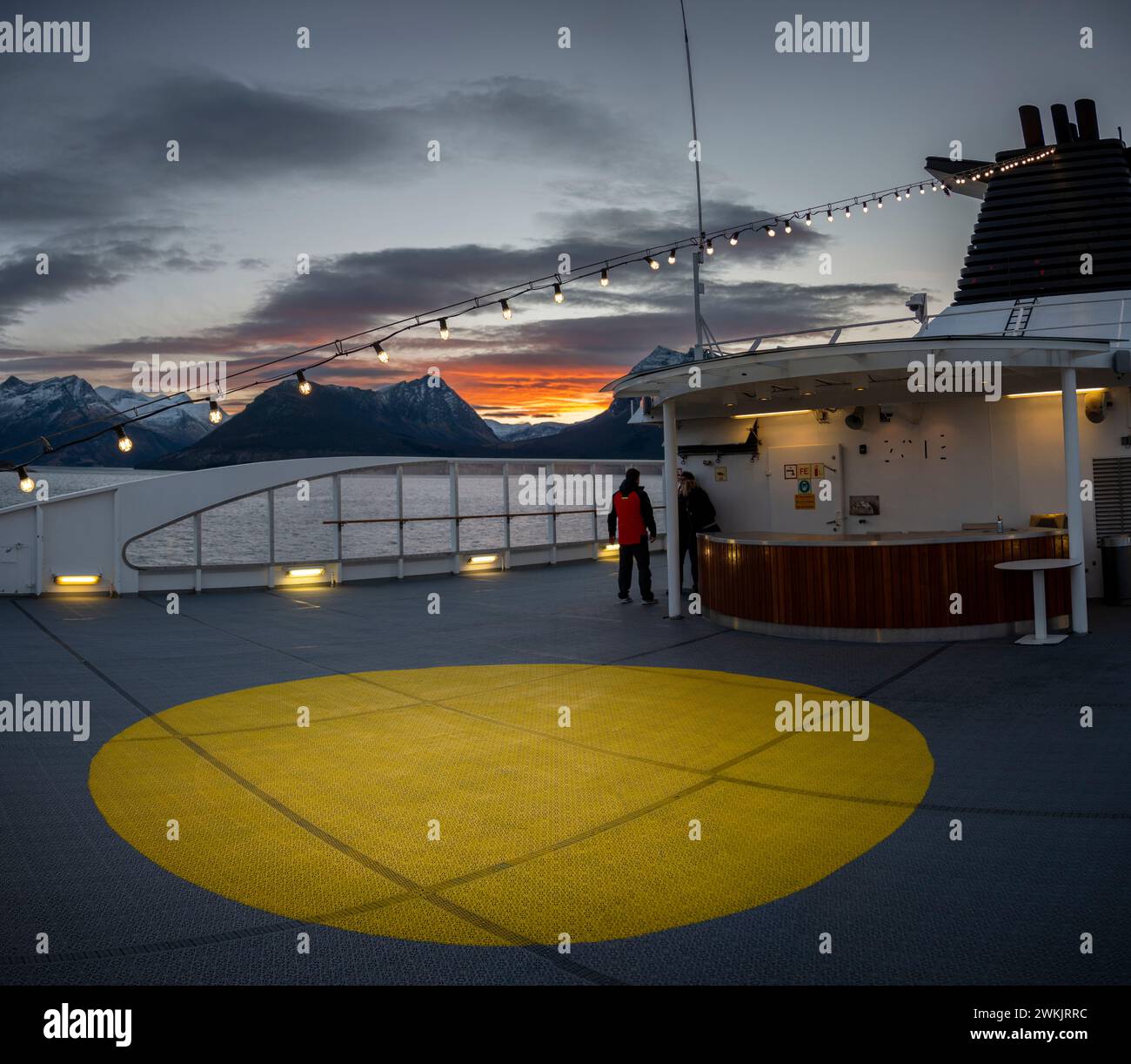 Helicopter landing pad on the stern of Hurtigruten ship MS Polarlys ...