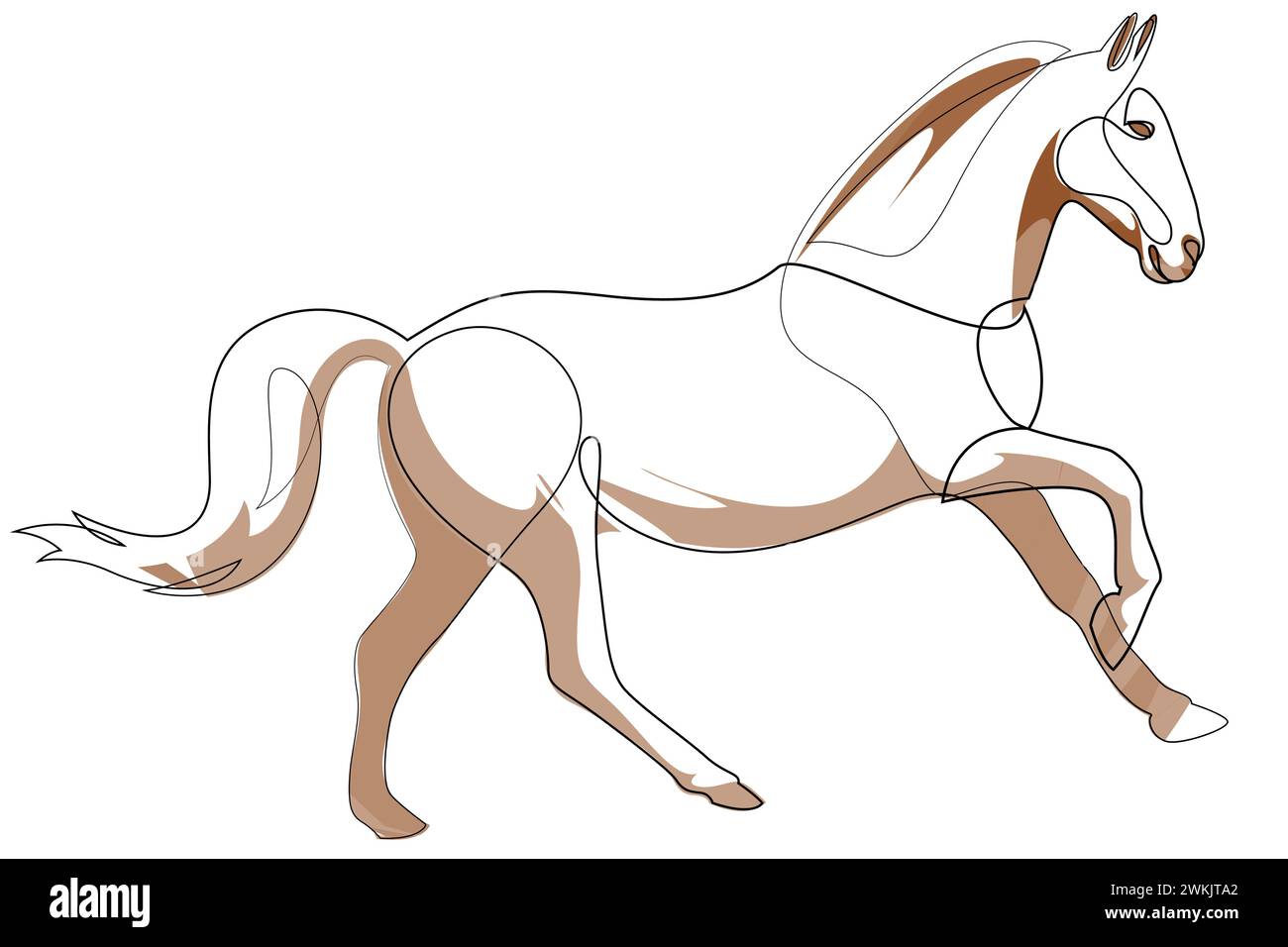 One line drawing Running Horse. Single line horse print, poster logo ...