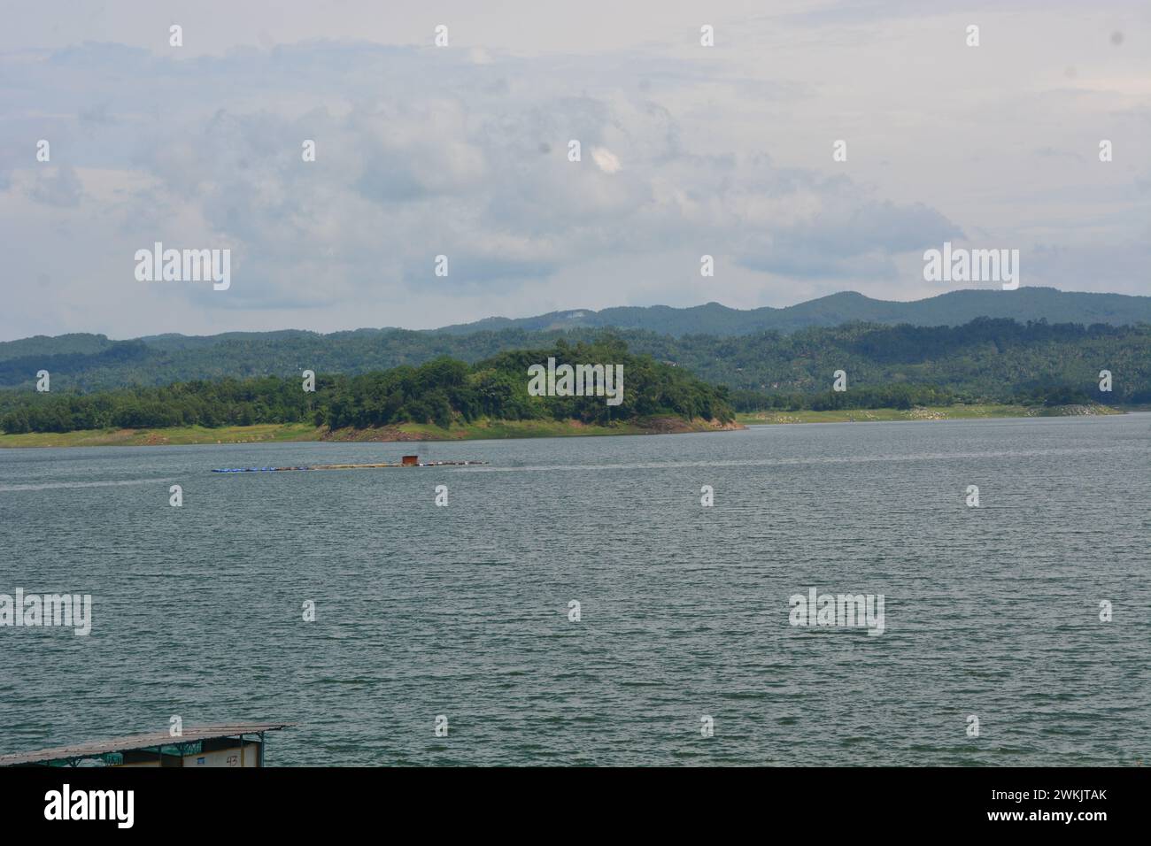 Photo of a reservoir with a freshwater fish farming pond Stock Photo ...