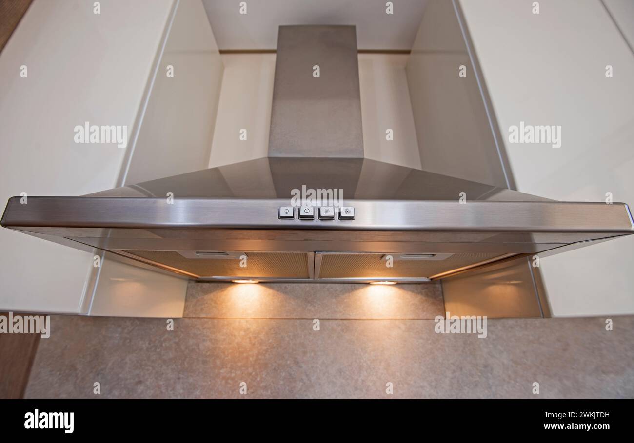 Closeup interior design decor detail showing modern kitchen in luxury ...