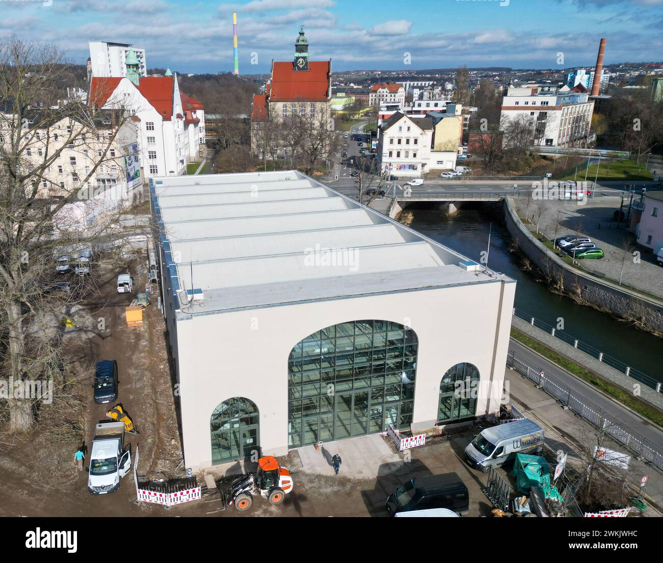 Chemnitz, Germany. 21st Feb, 2024. View of the historic factory hall of ...