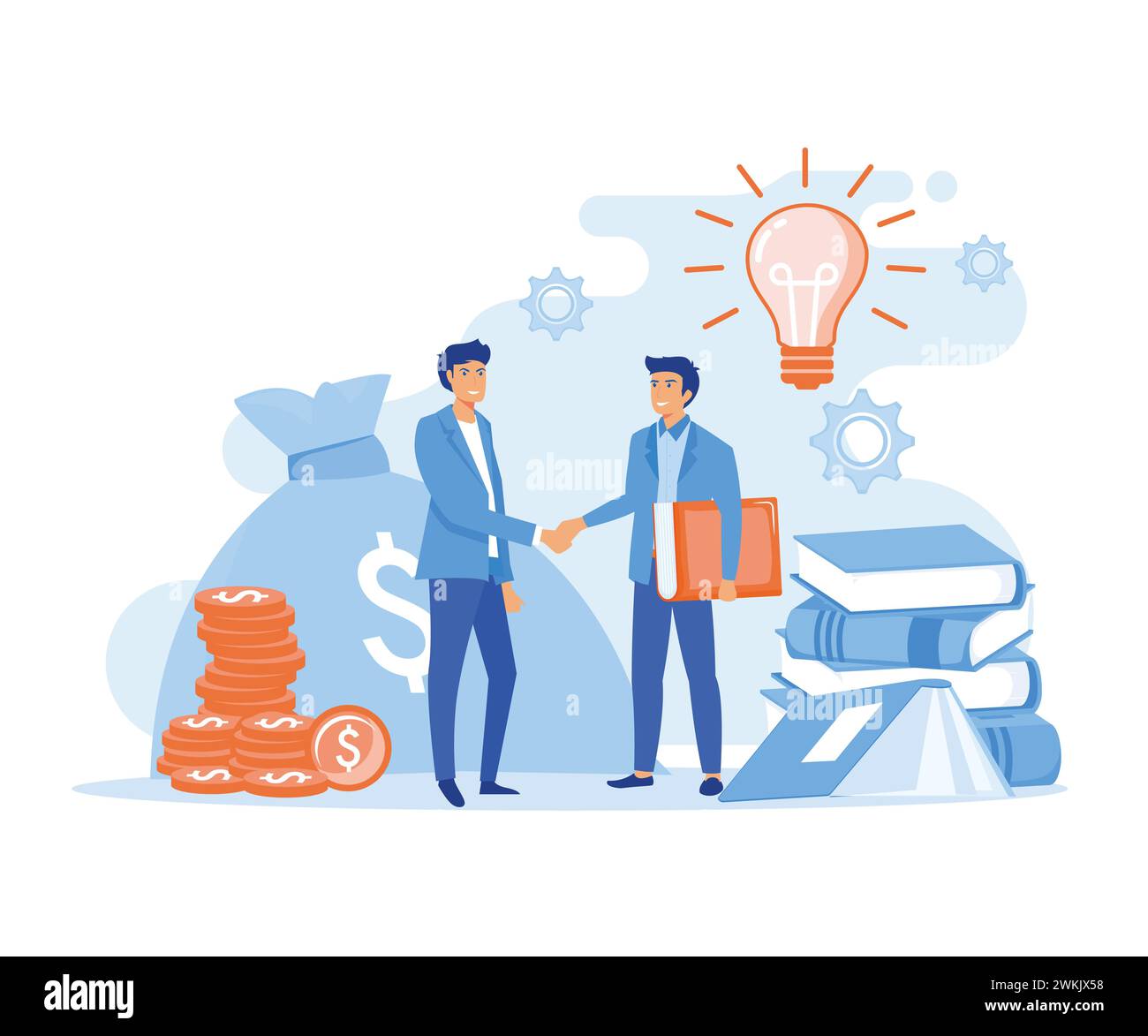 Investors put money in ideas. creative project financing. woman and man ...