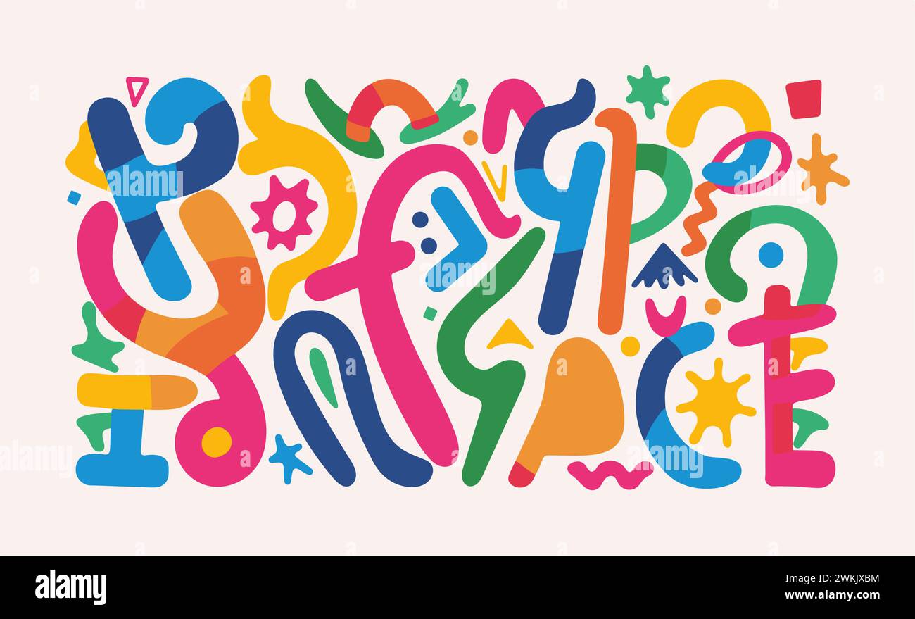 Fun abstract background with colorful freehand doodles. Simple random ...