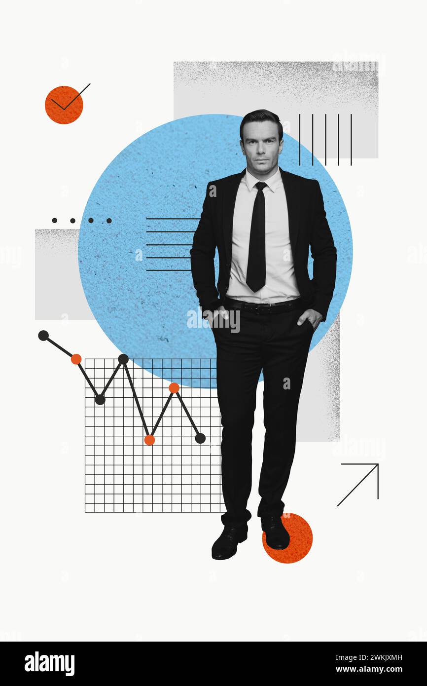 Creative abstract template graphics collage image of cool confident ...