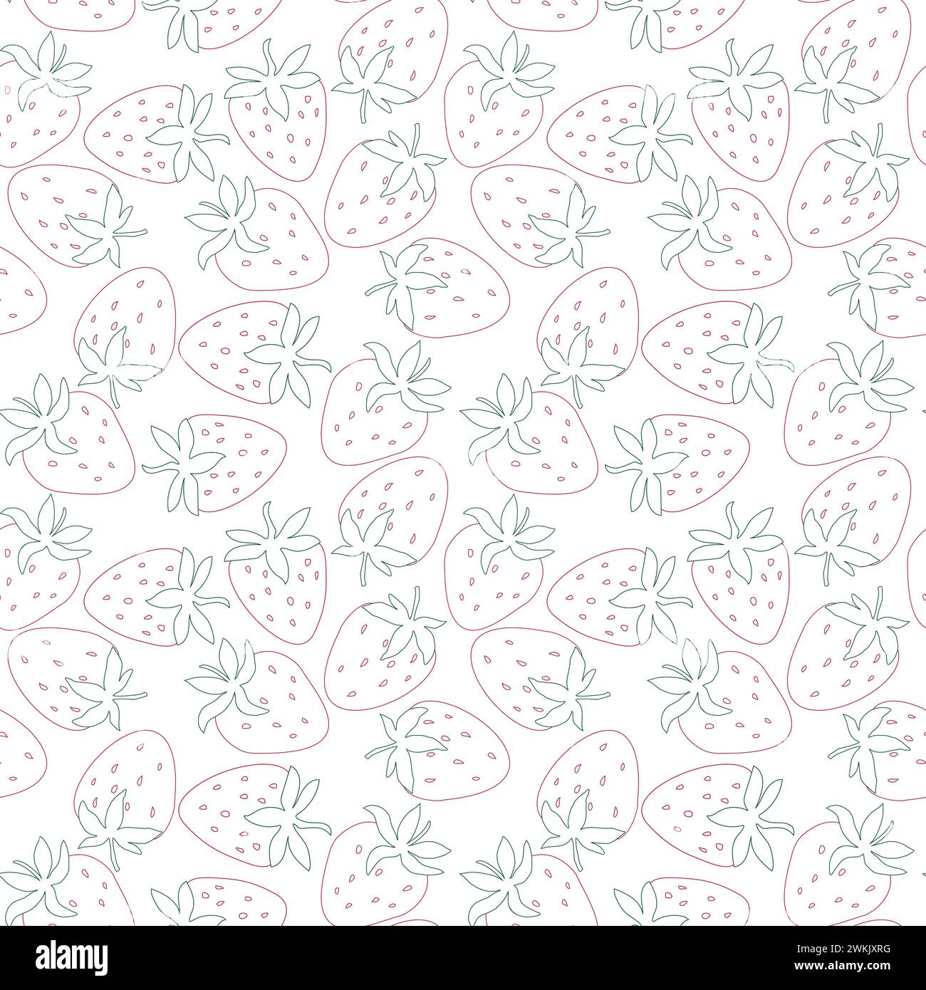 Line art strawberry summer fruit seamless pattern for textile ...