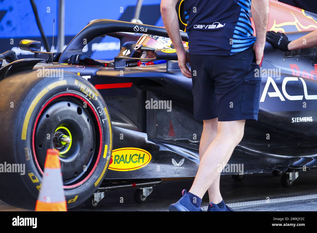 Red Bull Racing RB20, mechanical detail during the Formula 1 Aramco pre ...
