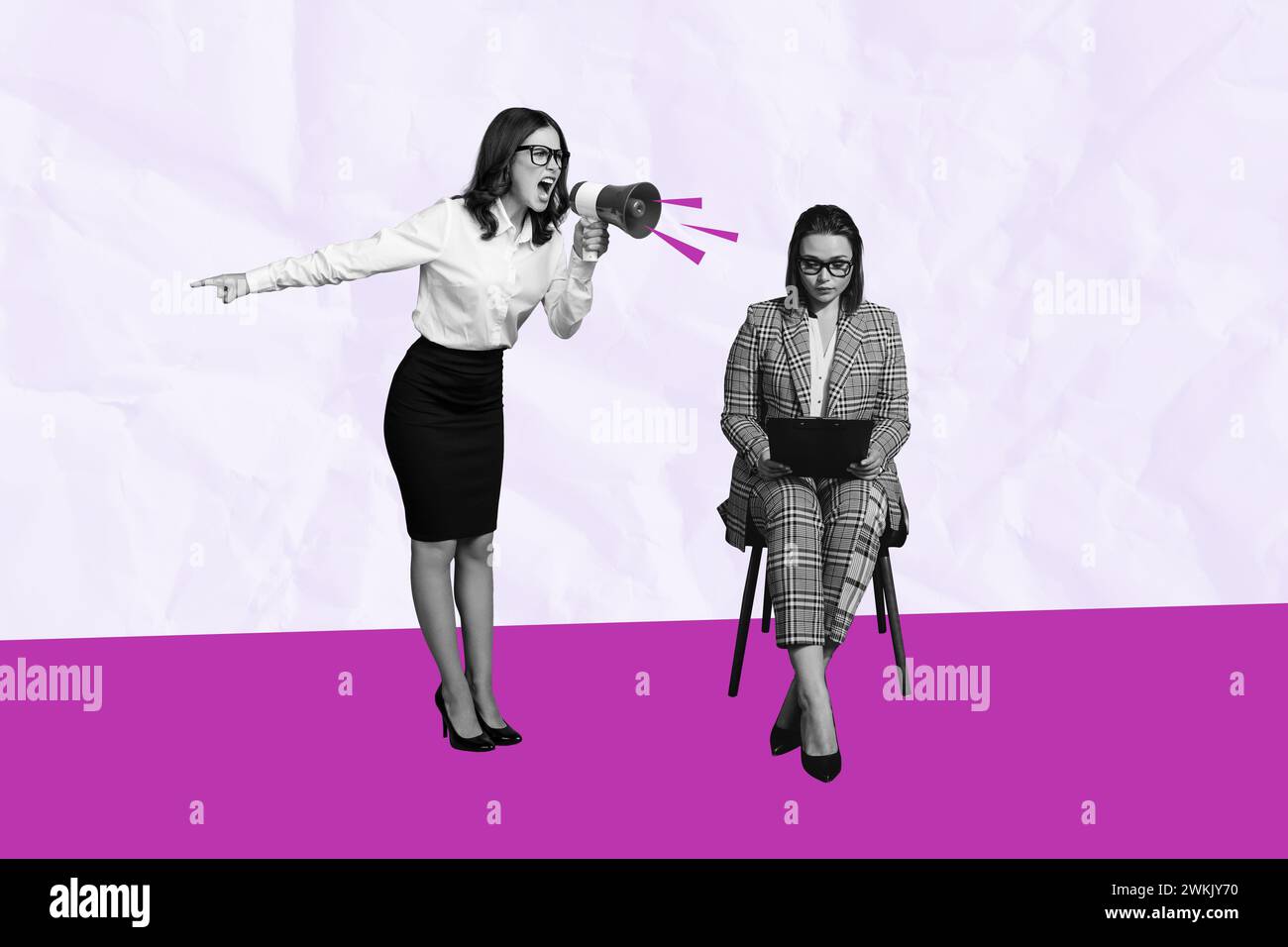 Composite creative art collage of two young girls boss director ...