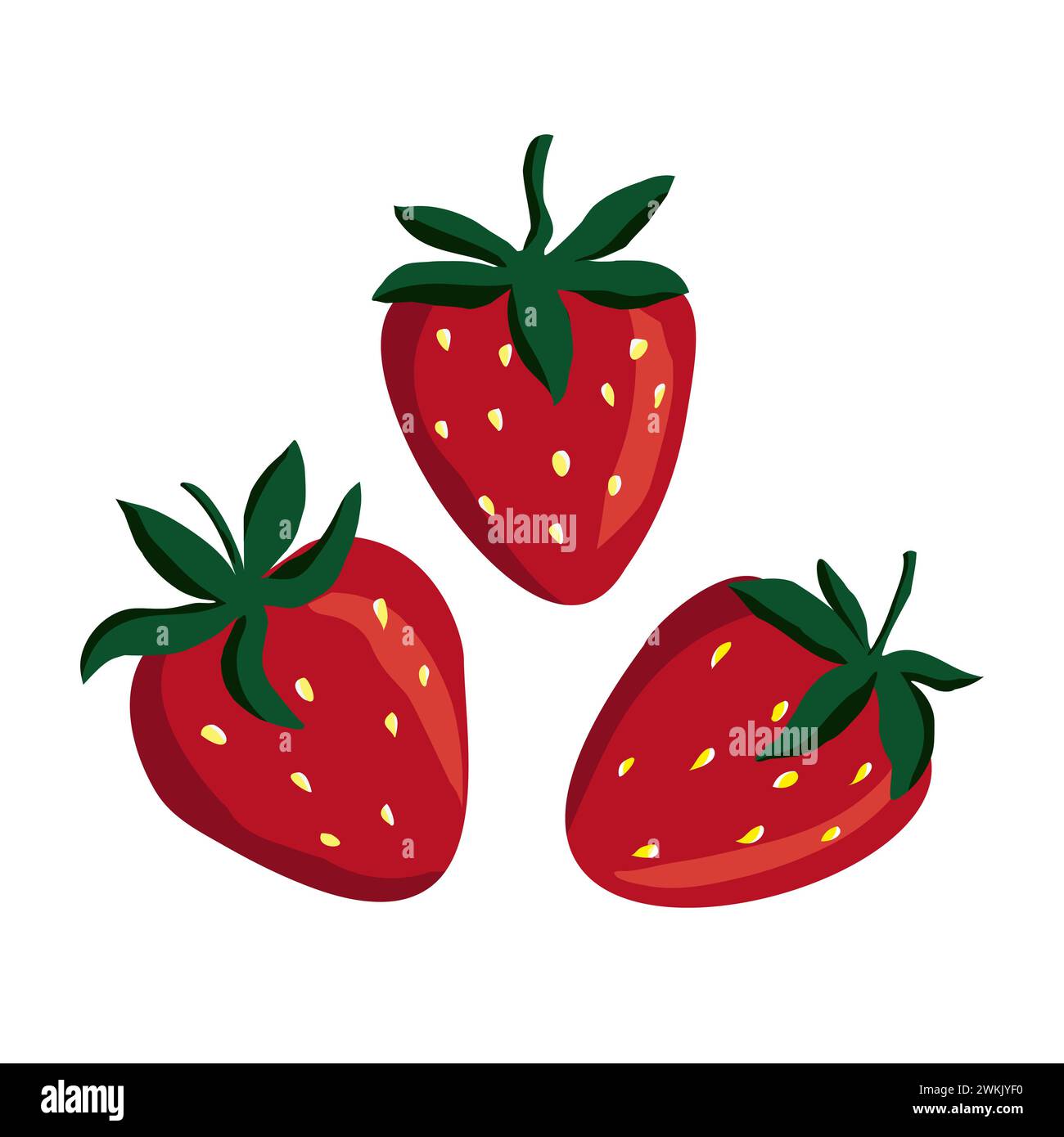 Strawberry summer hand drawn fruit. Vector sweet food clip art isolate ...