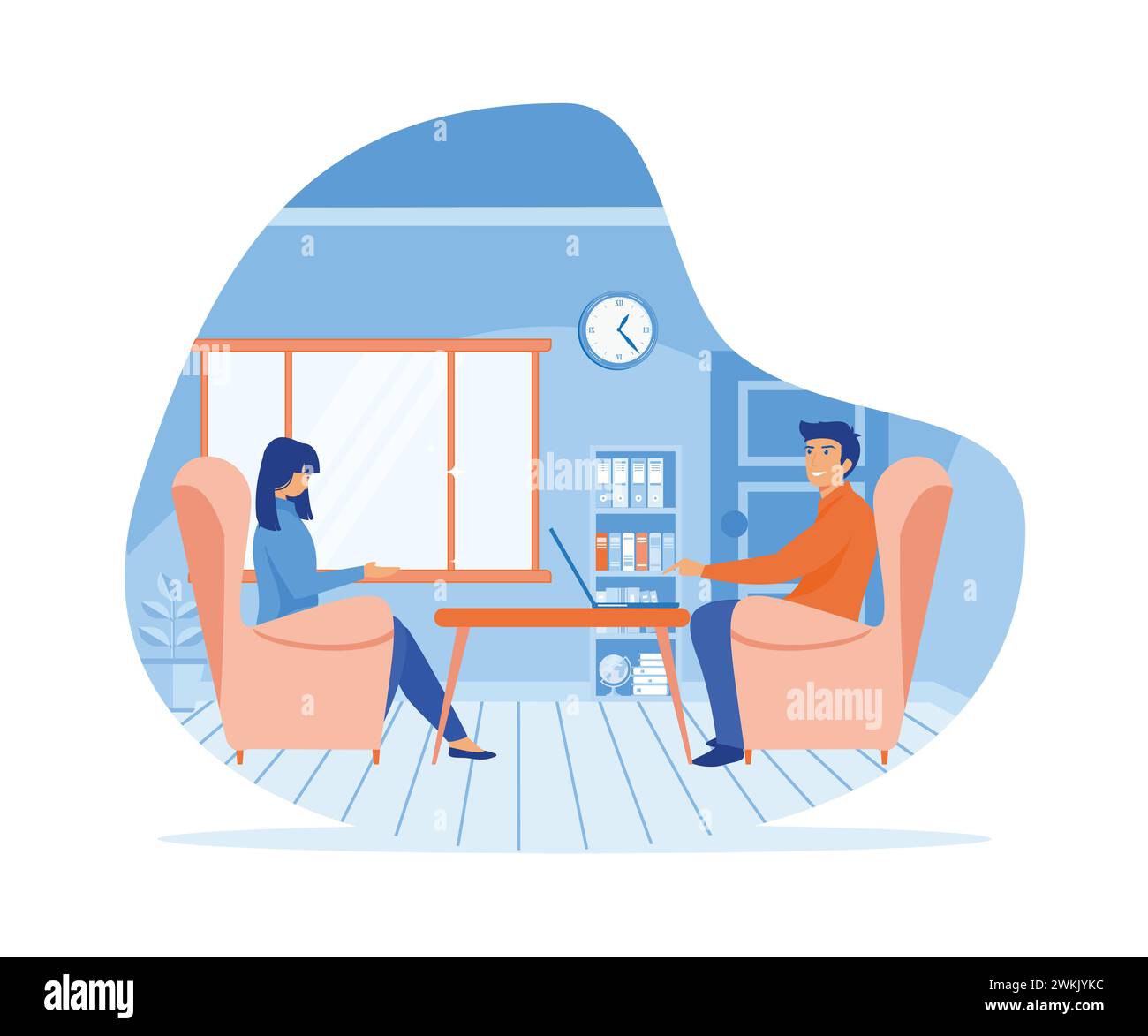 Job interview. HR manager. Office work. HR manager and candidate. flat ...