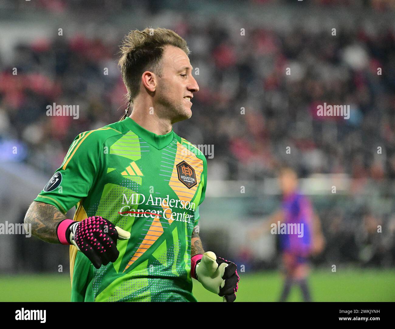 St. Louis, USA. 20th Feb, 2024. Houston Dynamo goalkeeper Steve Clark ...