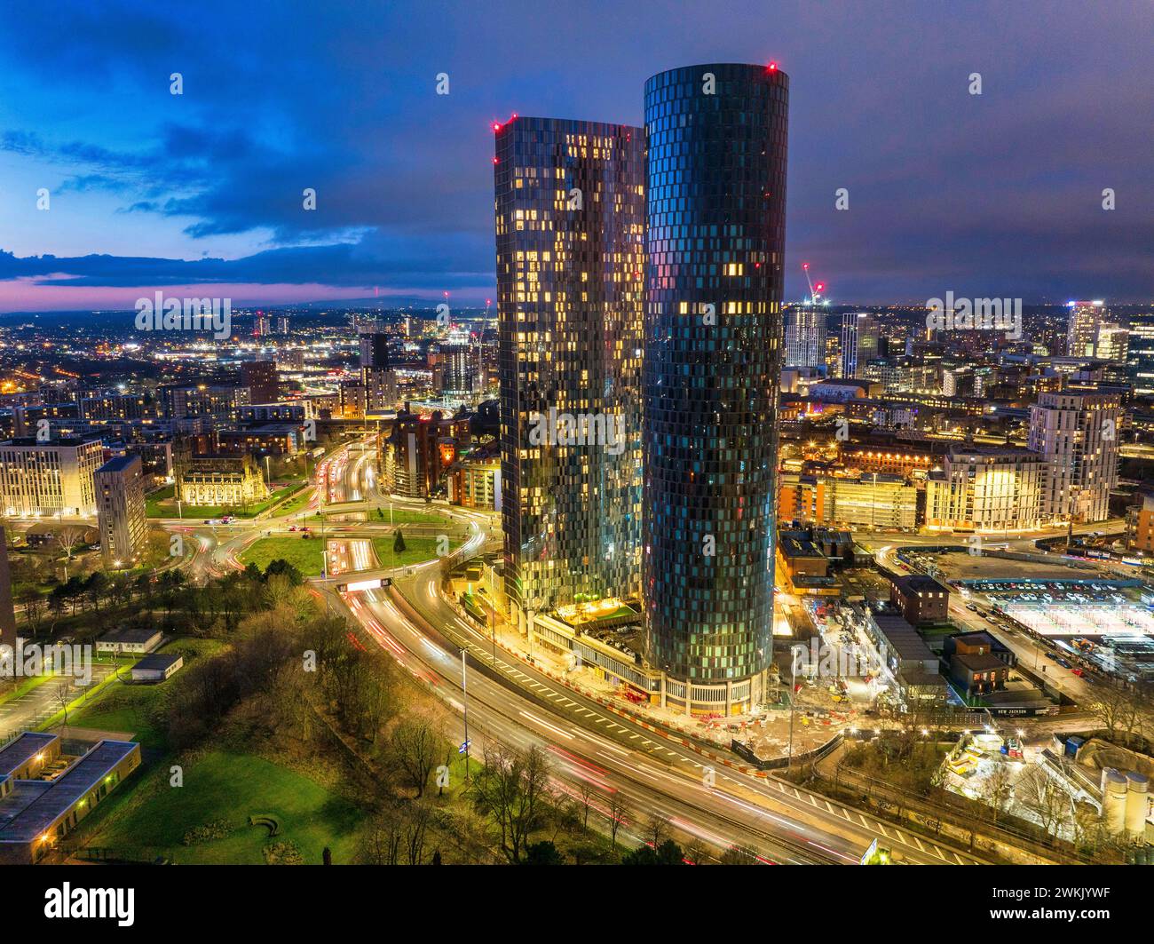 Aerial photo of Manchester over the Mancunian Way Stock Photo - Alamy