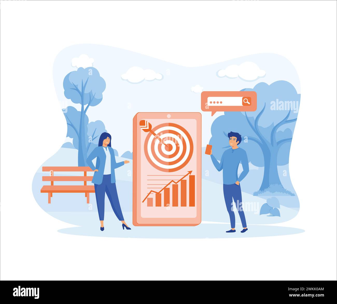 Business marketing. Seo targeting and performance concept. flat vector ...
