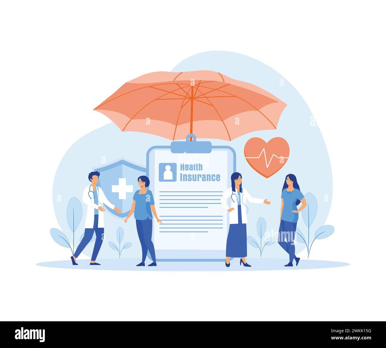 Health insurance concept flat vector illustration for landing page ...