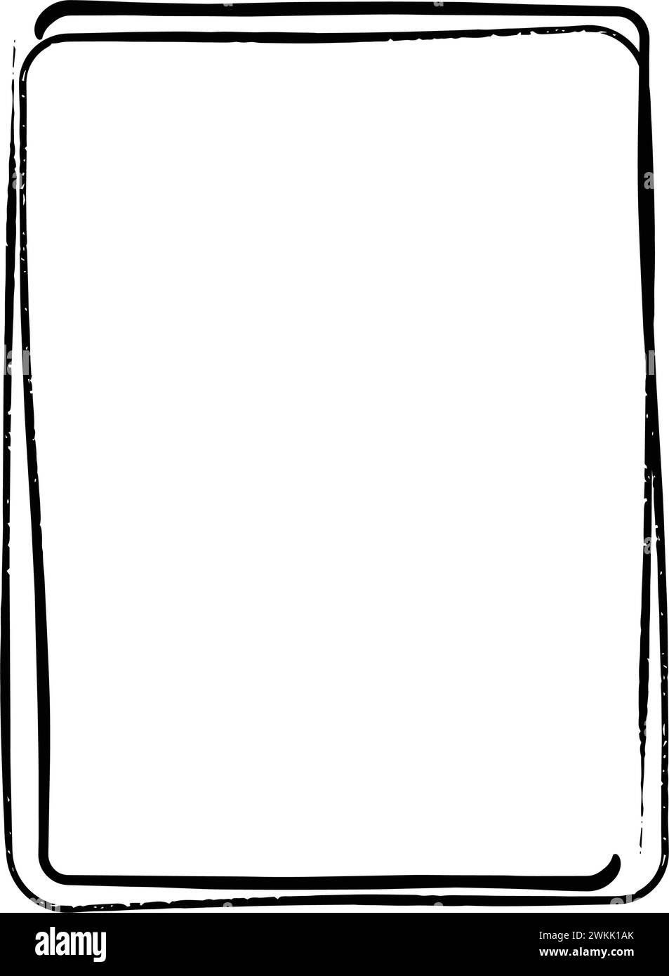 Frame border curved grunge shape icon, vertical rectangle decorative doodle element for design ...