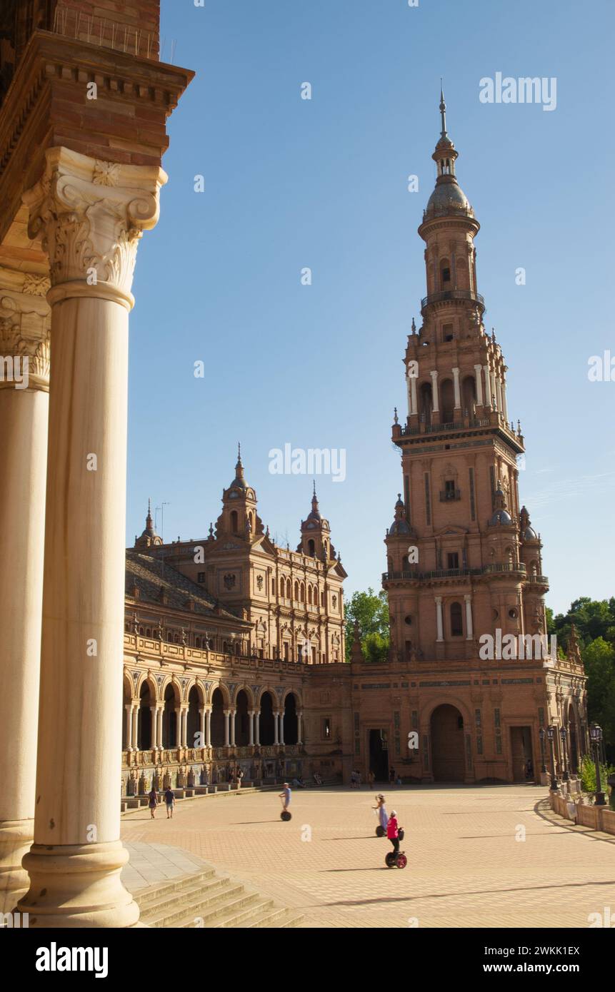 Seville,Spain- June 29,2018: A view of Plaza De Espana a popular ...